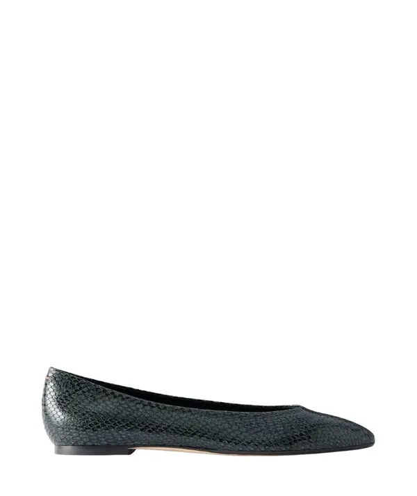 AeydĒ Ellie Snake-effect Leather Ballet Flats - Forest Green