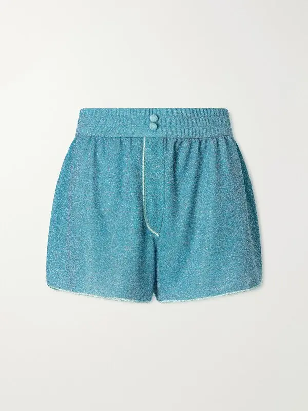 Oseree Lumiere Metallic Lurex Shorts - Blue