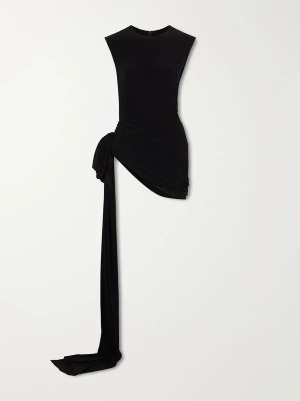 Norma Kamali Stretch-jersey Mini Dress With Draped Detail - Black