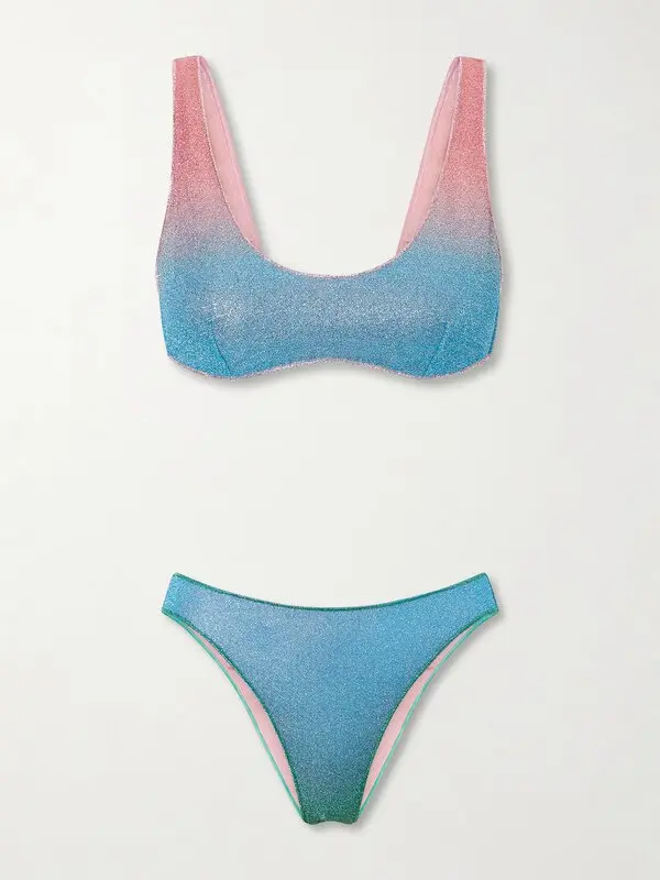 Oseree Lumière Metallic Lurex Bikini - Blue