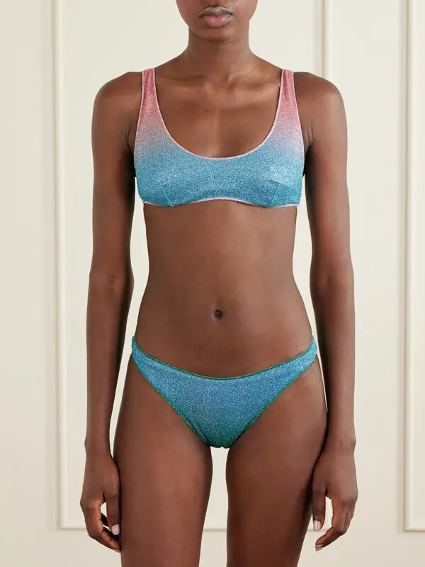 Oseree Lumière Metallic Lurex Bikini - Blue