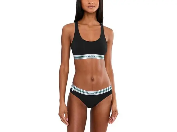 Lacoste Contrast Band Stretch Cotton Bralette Bra - Black