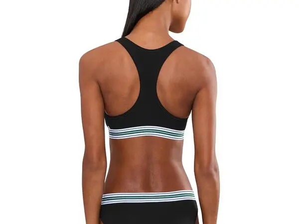 Lacoste Contrast Band Stretch Cotton Bralette Bra - Black