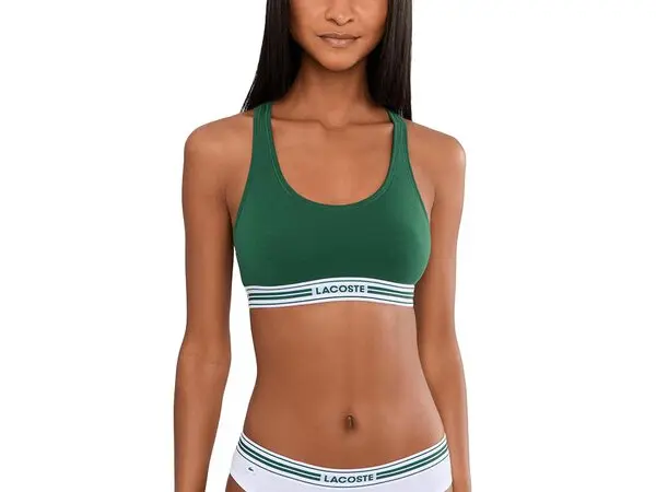 Lacoste Contrast Band Stretch Cotton Bralette Bra - Green
