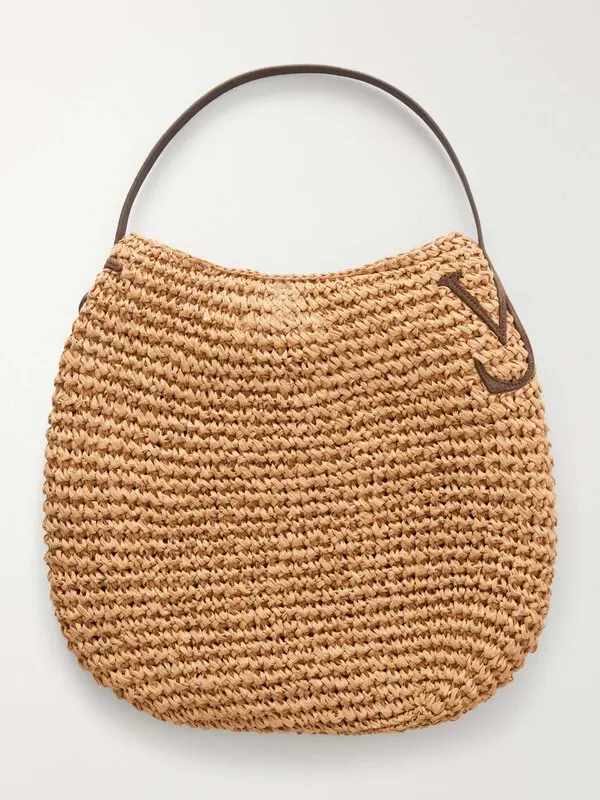 JW Anderson Bulb Large Suede-trimmed Raffia Tote