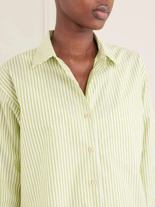 JAMIE HALLER Weekend Striped Cotton Shirt