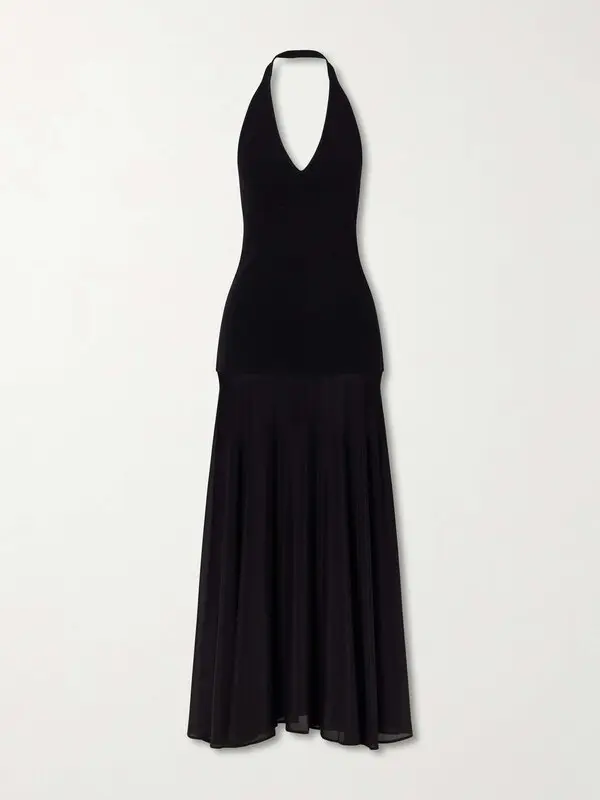 ST. AGNI Circle Mesh And Crepe Maxi Dress