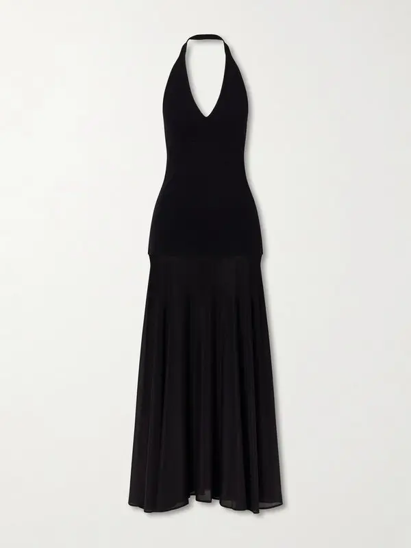 ST. AGNI Circle Mesh And Crepe Maxi Dress - Black