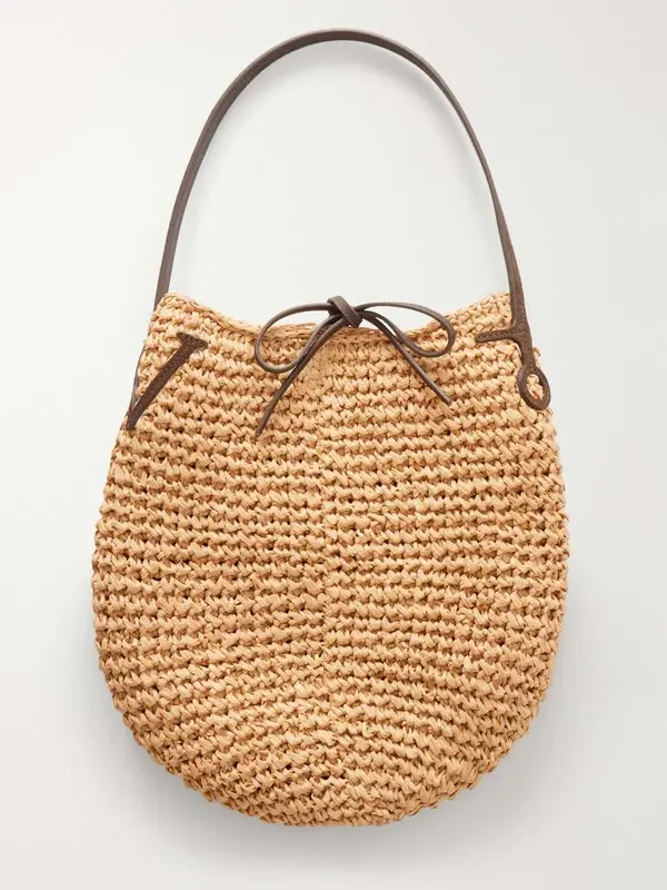 JW Anderson Bulb Leather-trimmed Raffia Shoulder Bag