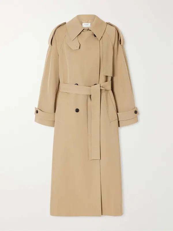 RÓHE Classic Double-breasted Gabardine Trench Coat - Beige