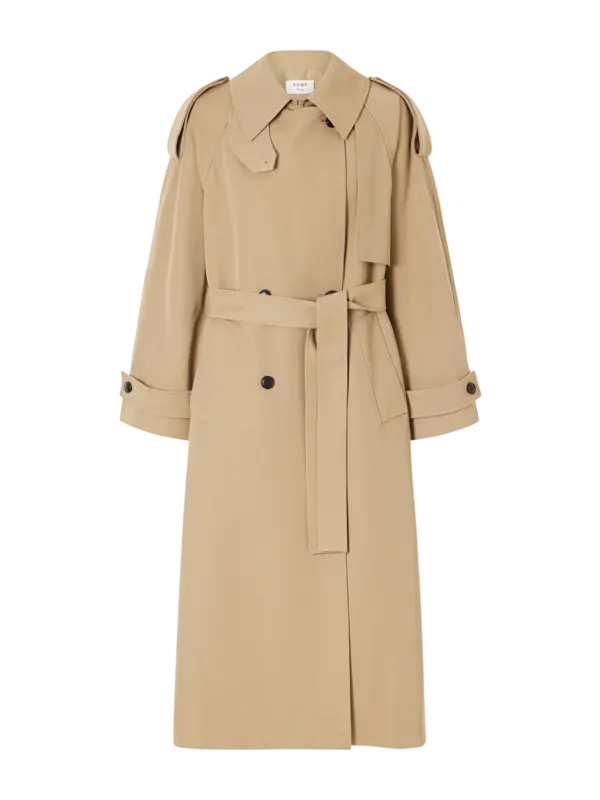 RÓHE Classic Double-breasted Gabardine Trench Coat - Beige