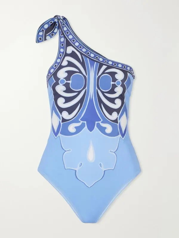 La DoubleJ Goddess One-shoulder Printed Swimsuit - Blue