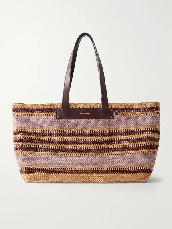 ANYA HINDMARCH Striped Raffia Tote - Purple
