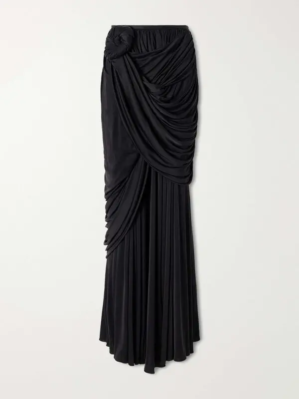 HEIRLOME Effie Appliquéd Silk-jersey Maxi Dress