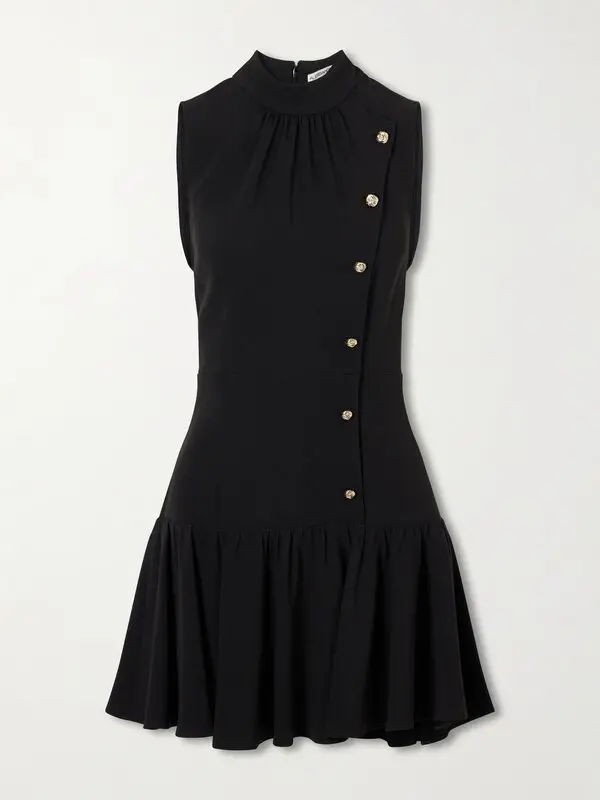 Alessandra Rich Button-embellished Cady Mini Dress - Black