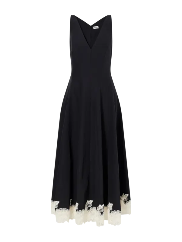 Simkhai Mira Lace-trimmed Cotton-blend Faille Maxi Dress - Black