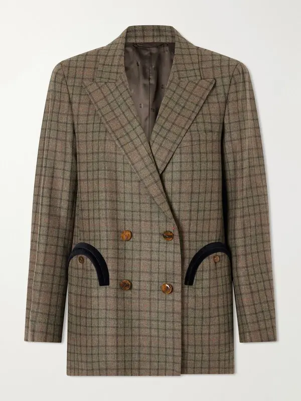 BLAZÉ MILANO Checked Wool And Cashmere-blend Jacket - Green