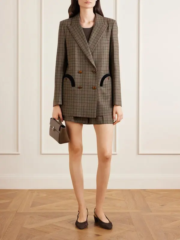 BLAZÉ MILANO Double-breasted Checked Wool And Cashmere-blend Blazer - Green