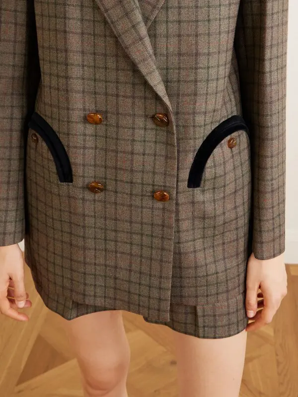 BLAZÉ MILANO Double-breasted Checked Wool And Cashmere-blend Blazer - Green