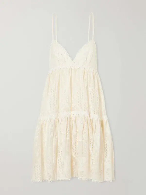 La DoubleJ Nympth Cotton-blend Lace Mini Dress - White
