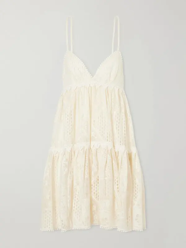 La DoubleJ Nymph Cotton-blend Lace Mini Dress - White