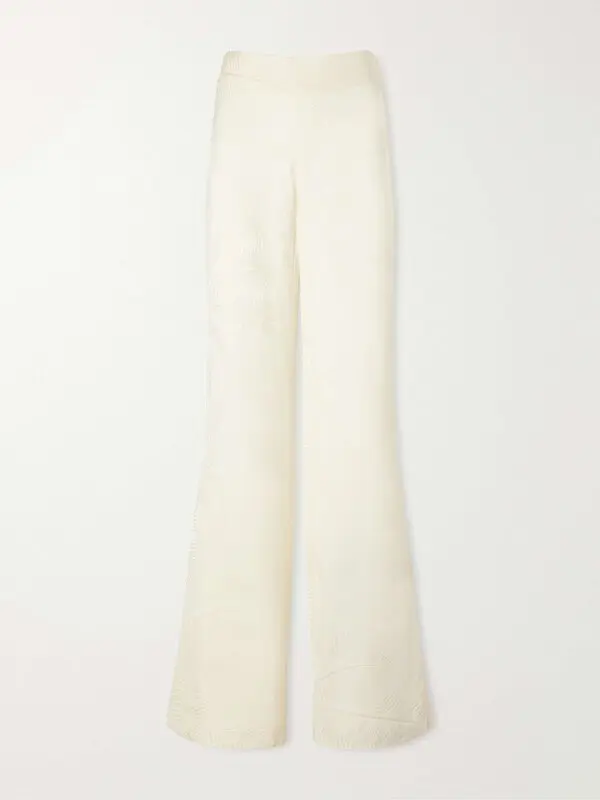 Johanna Ortiz Laidback Energy Satin-jacquard Flared Pants - Off-white