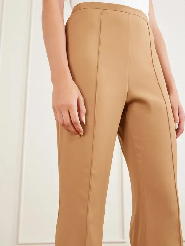 TALLER MARMO Crepe-cady High-waisted Flared Pants - Brown