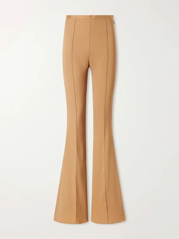 TALLER MARMO Mae Crepe-cady High-waisted Flared Pants - Camel