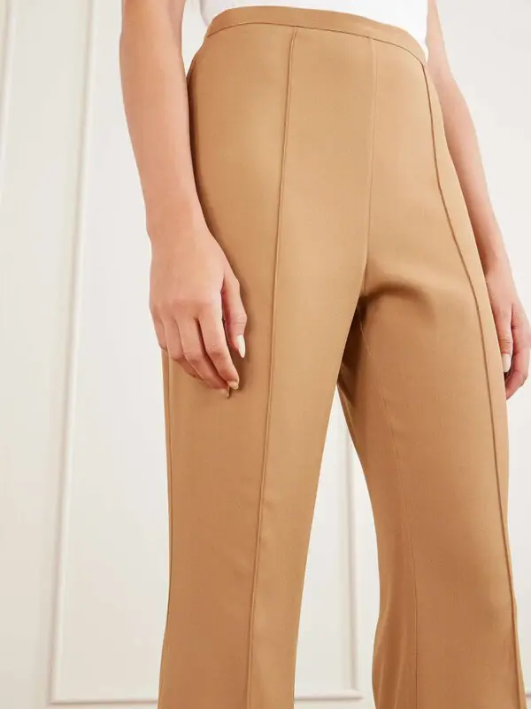 TALLER MARMO Mae Crepe-cady High-waisted Flared Pants - Camel