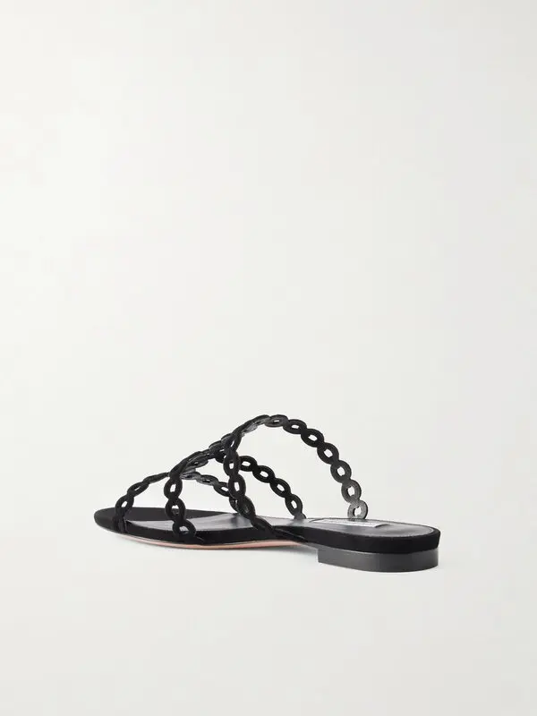 AQUAZZURA Infinity Chain Perforated Suede Flats
