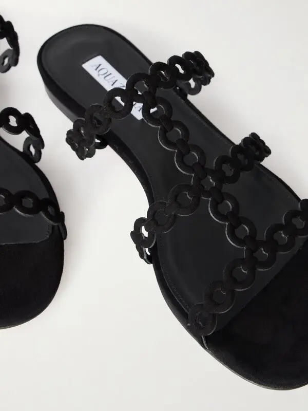 AQUAZZURA Infinity Chain Perforated Suede Flats