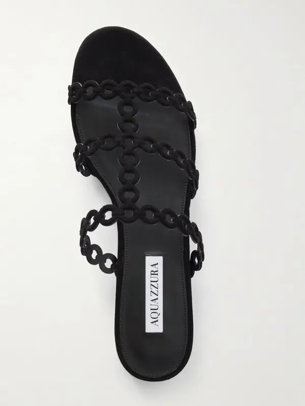 AQUAZZURA Infinity Chain Perforated Suede Flats