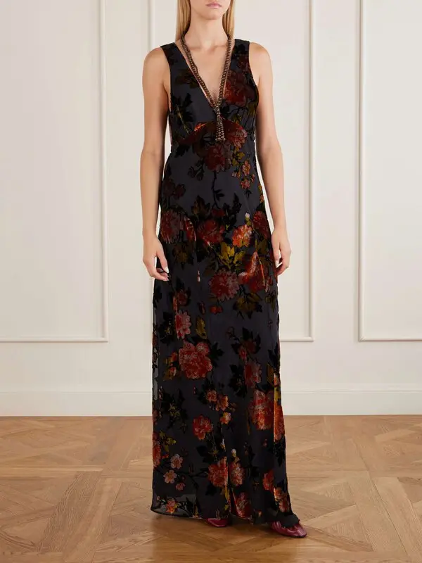 Anna Sui Velvet Devoré Maxi Dress