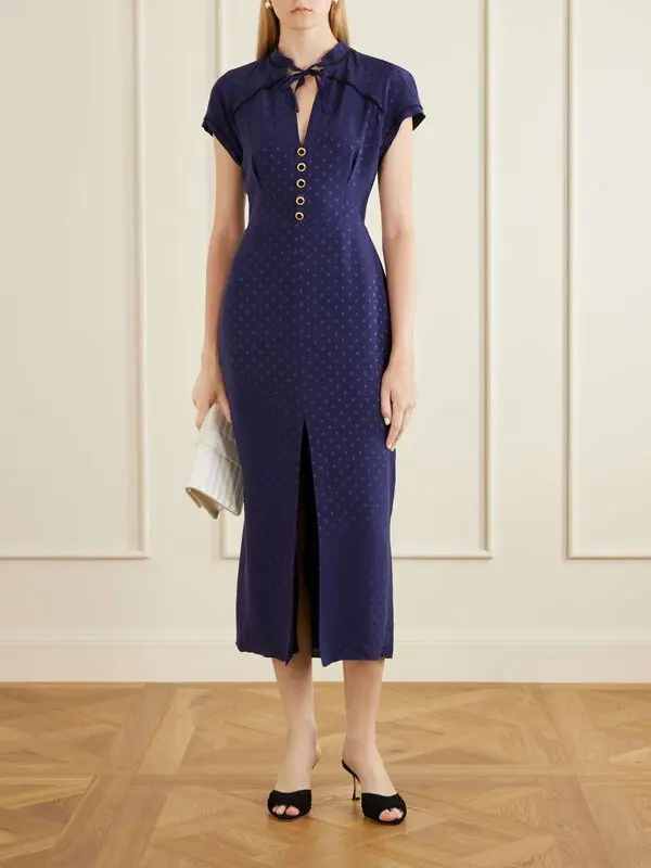 Alessandra Rich Silk Jacquard Midi Dress