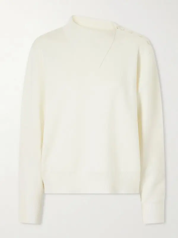RÓHE Asymmetric Merino Wool-blend Turtleneck Sweater - Neutrals