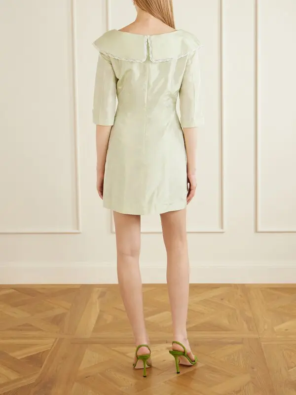 Alessandra Rich Lace-trimmed Silk Off-the-shoulder Mini Dress