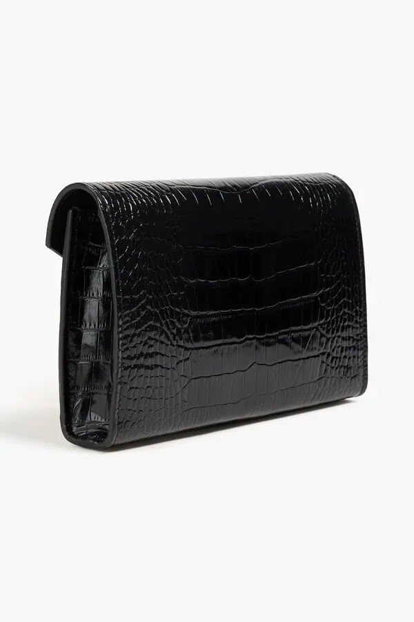 ANINE BING Elly Croceffect Leather Envelope Clutch