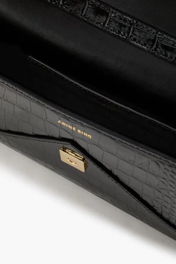 ANINE BING Elly Croceffect Leather Envelope Clutch