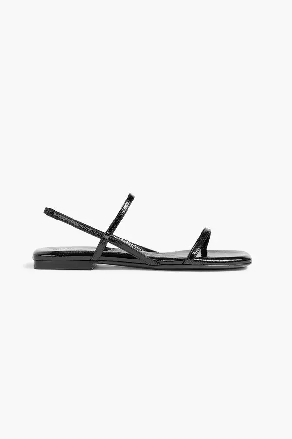 ANINE BING Hilda Patentleather Slingback Sandals - Black