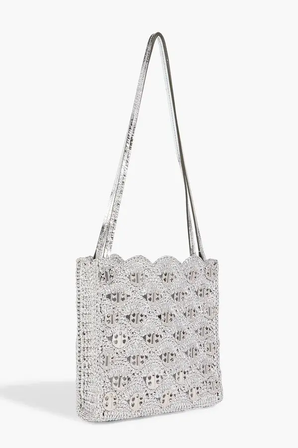 Rabanne Chainmail Embellished Metallic Raffia Shoulder Bag