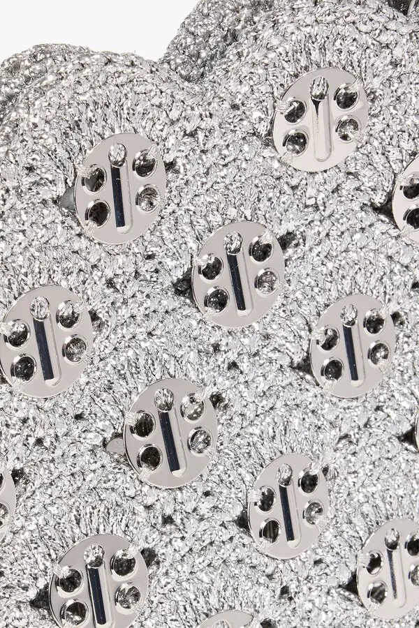 Rabanne Chainmail Embellished Metallic Raffia Shoulder Bag