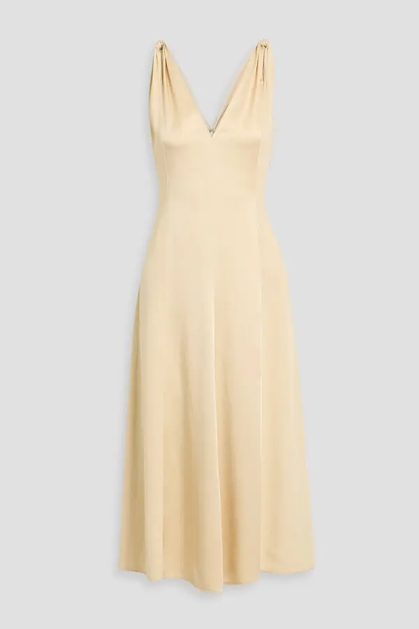 Victoria Beckham Twisted Satincrepe Midi Dress - Cream