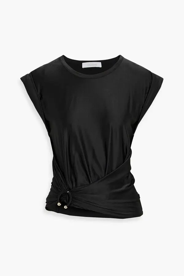 Rabanne Embellished Satinjersey Top - Black