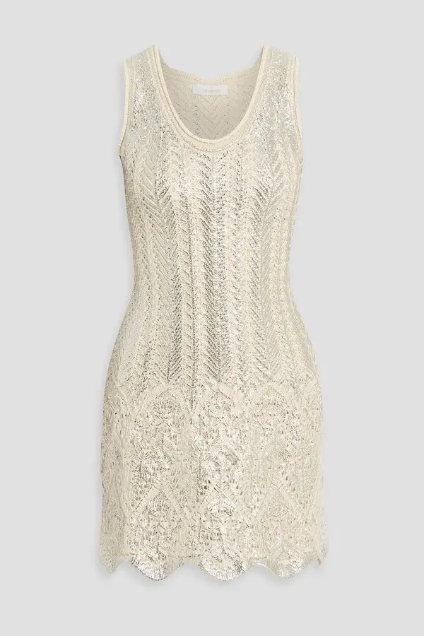 Rabanne Metallic Crocheted Cottonblend Mini Dress