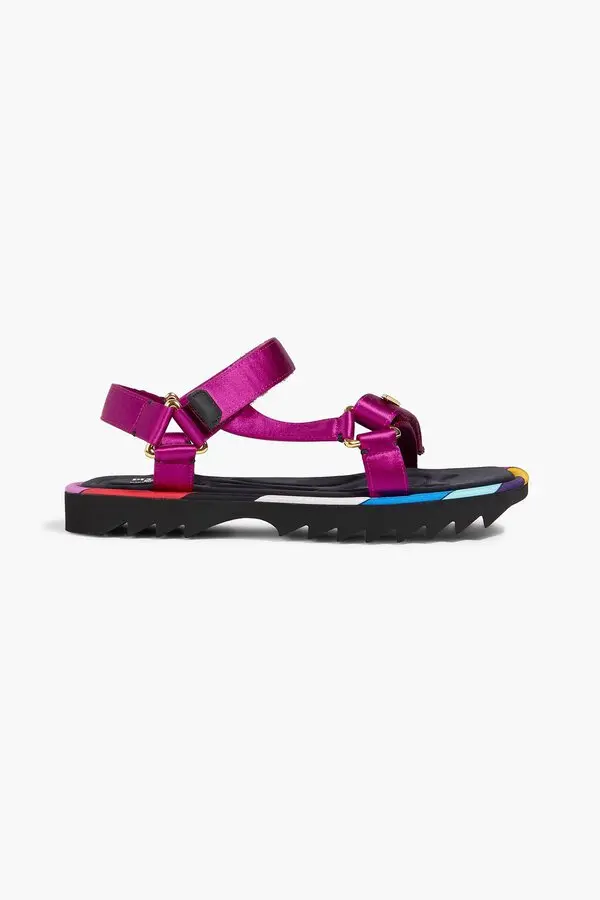 Emilio Pucci Crush Satin Logo-embellished Sandals