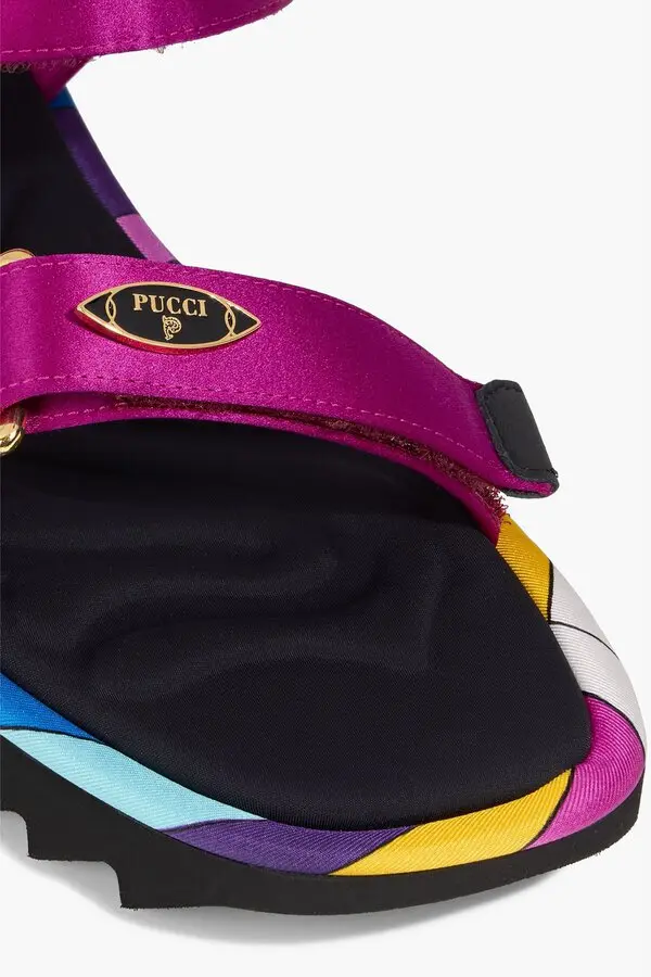 Emilio Pucci Crush Satin Logo-embellished Sandals