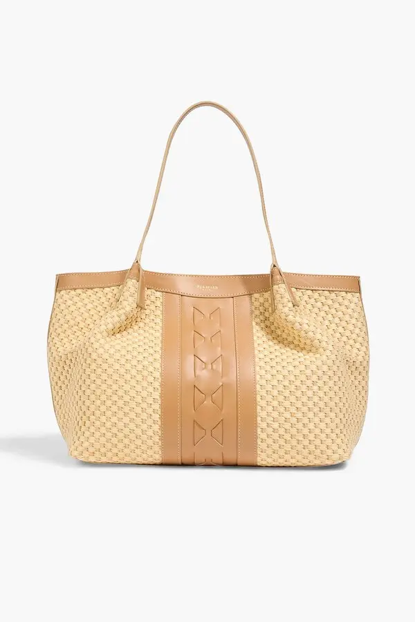 SERAPIAN Secret Leathertrimmed Raffia Tote - Neutral