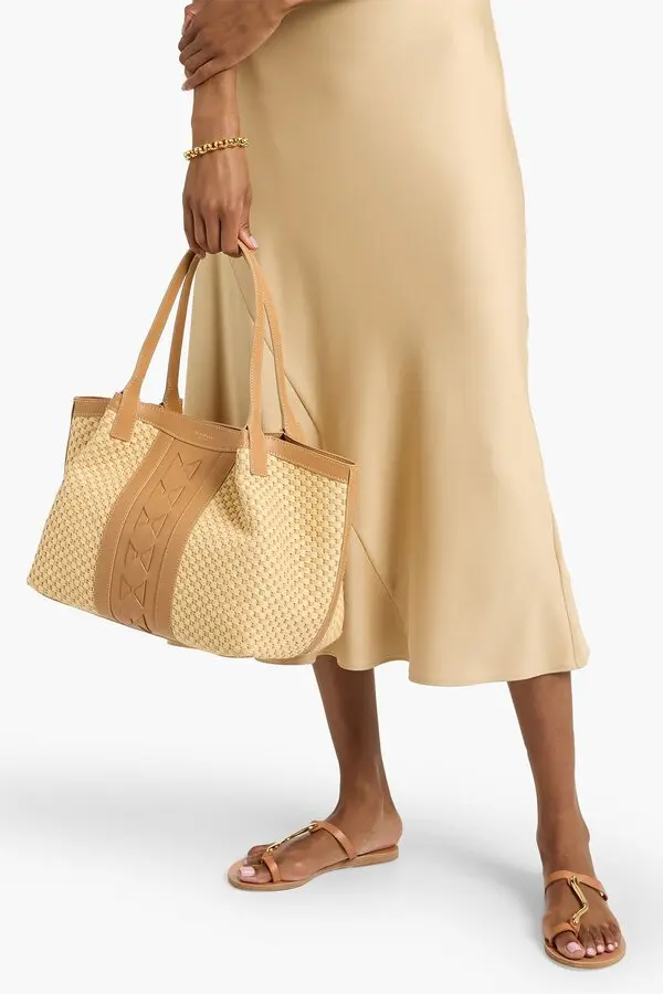 SERAPIAN Secret Raffia And Leather Trimmed Tote Bag