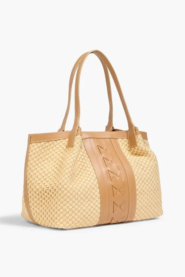 SERAPIAN Secret Raffia And Leather Trimmed Tote Bag