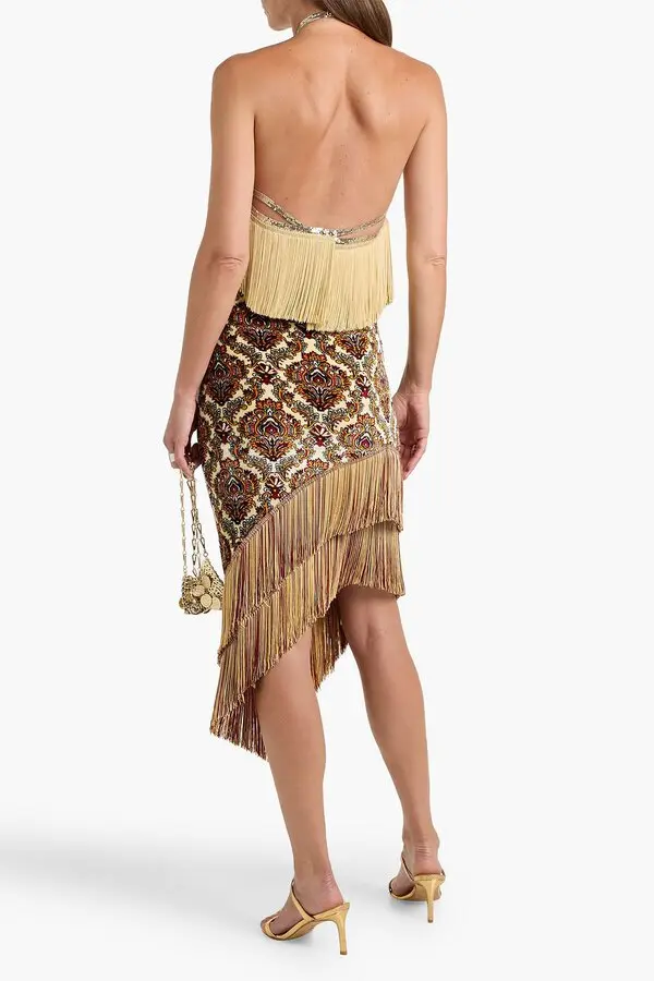 Rabanne Fringed Chainmail Halterneck Top
